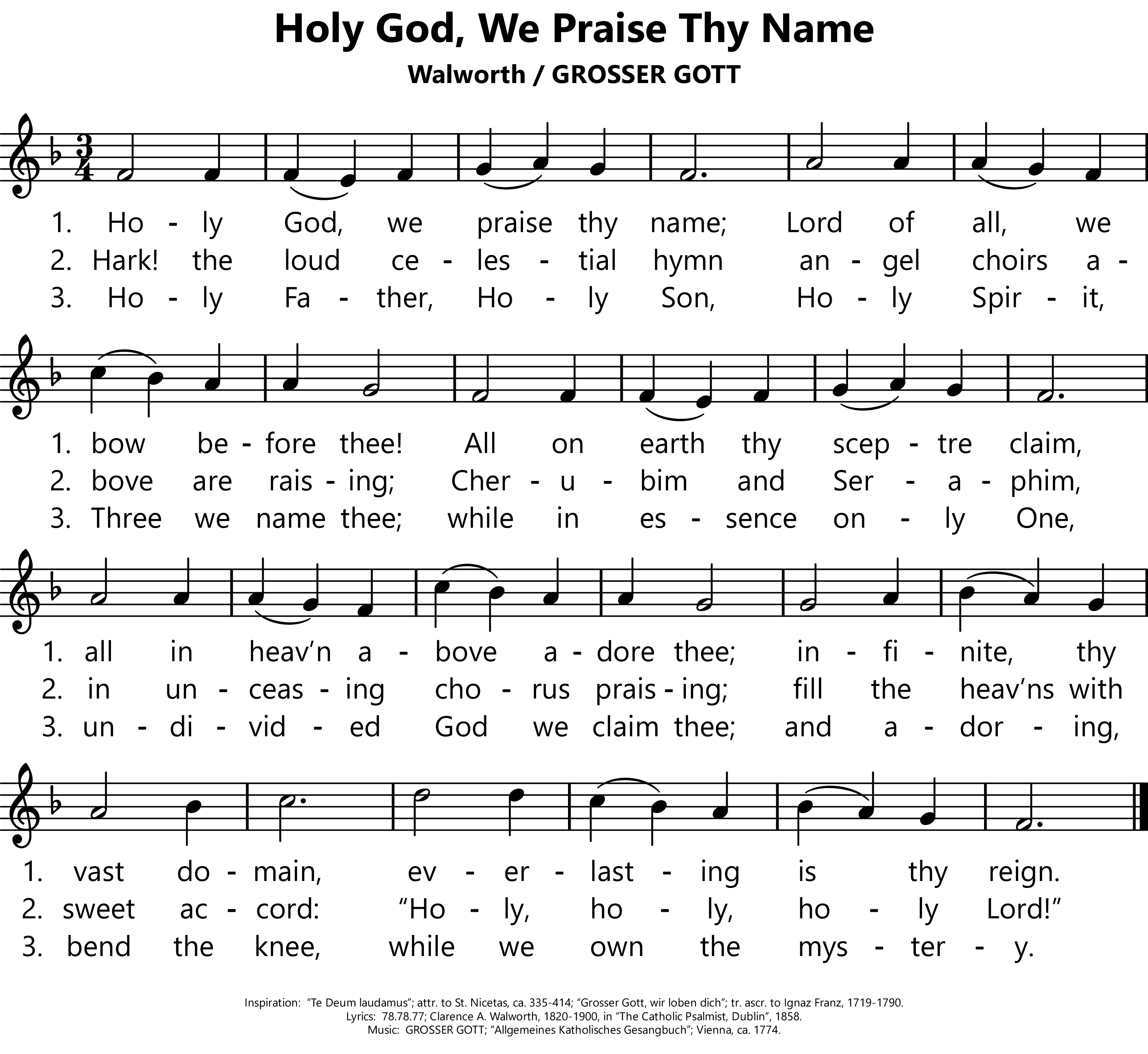 Te Deum laudamus: Holy God, We Praise Thy Name [Walworth]